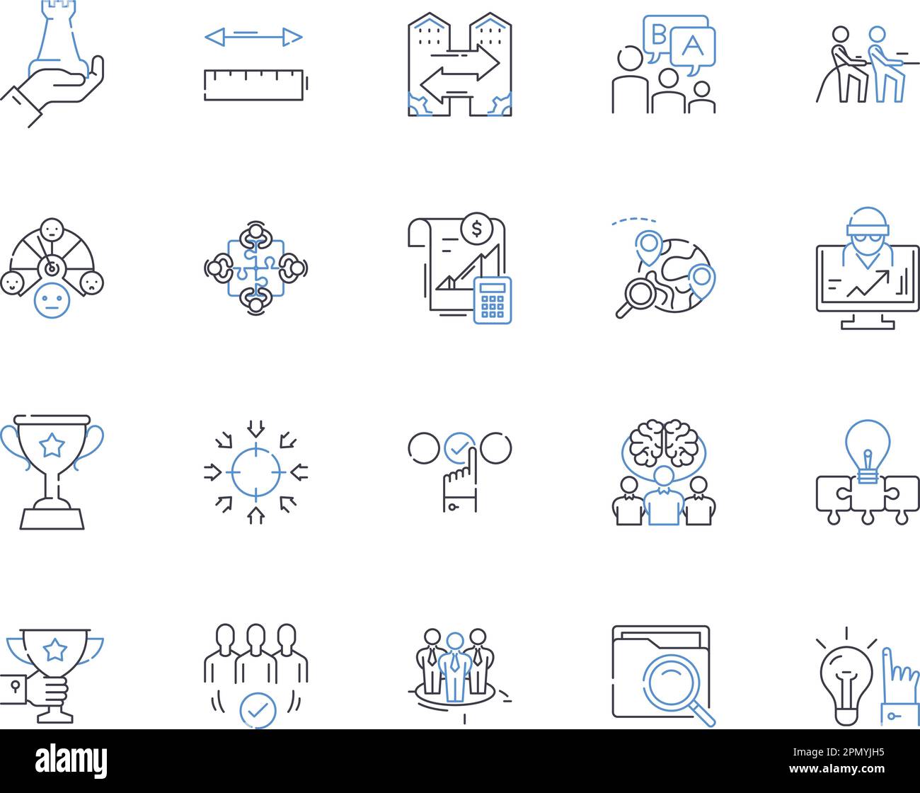 Company growth outline icons collection. Expansion, Expansionary ...