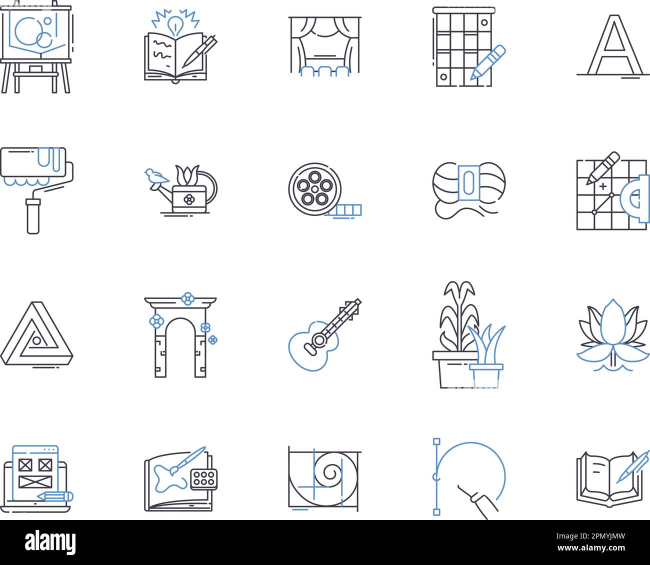 Creative professions outline icons collection. Artist, Photographer ...