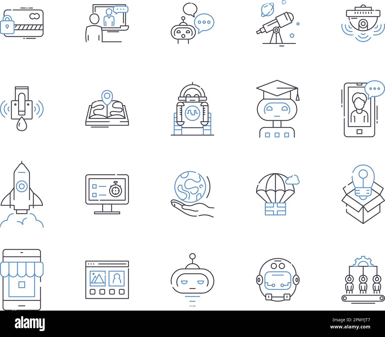 Science and technology outline icons collection. Science, Technology ...