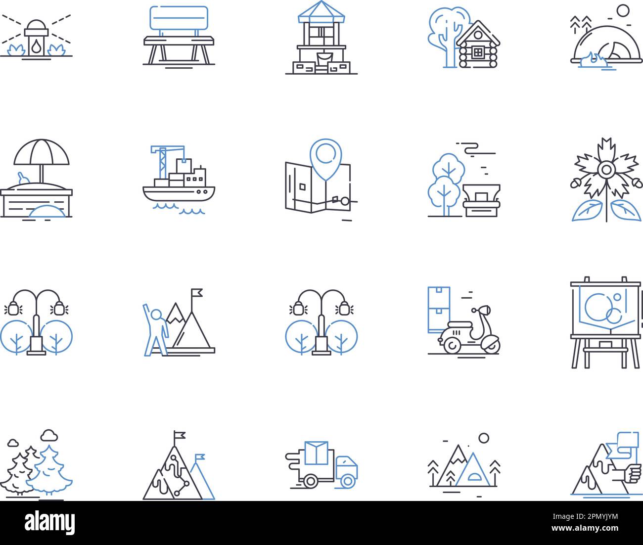 City parks outline icons collection. Urban, Parks, Outdoor, Public ...