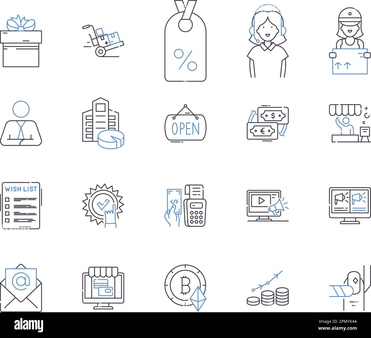 Store and income outline icons collection. store, income, revenue ...