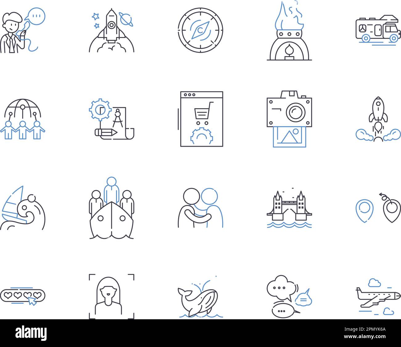 Leisure and wellness trips outline icons collection. Leisure, Wellness ...