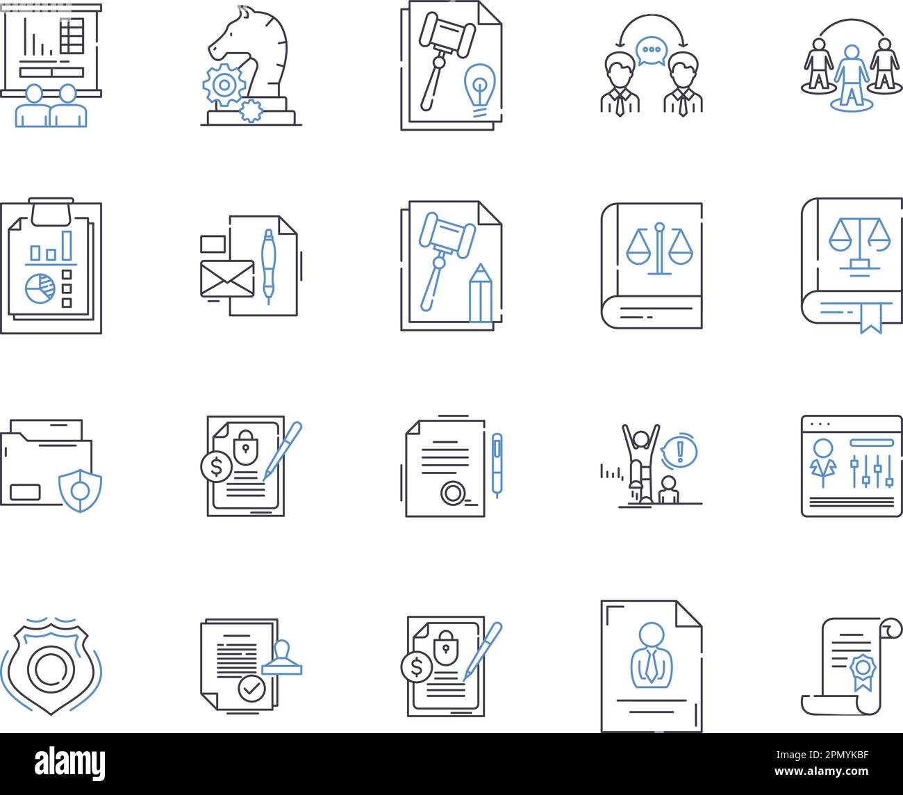 Legal department outline icons collection. Lawyer, Attorney, Litigation, Court, Compliance ...