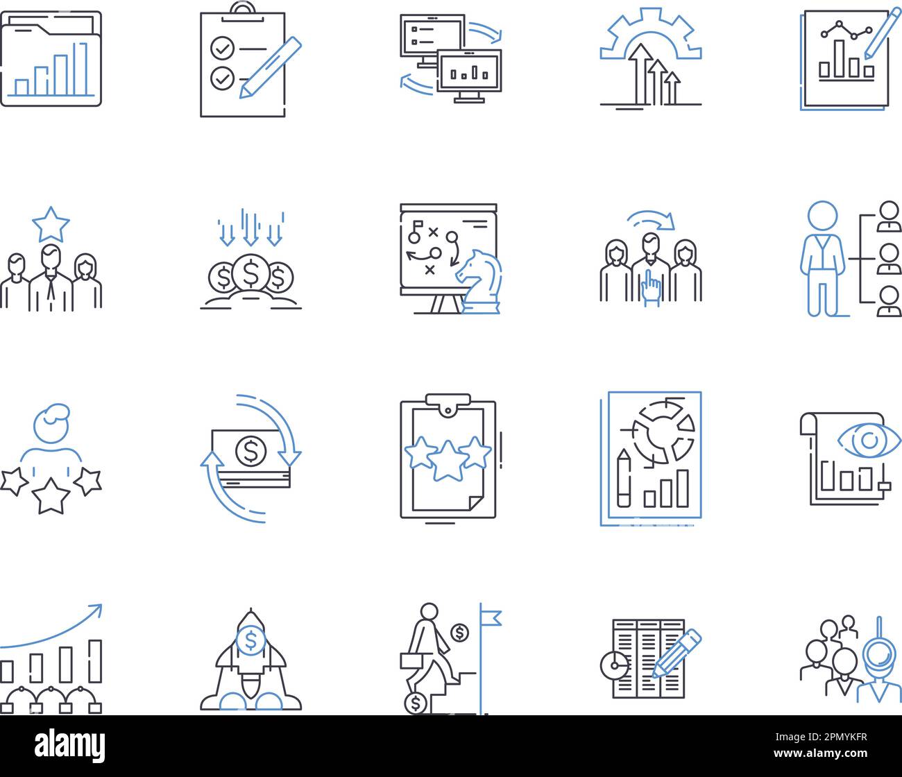 Productivity Outline Icons Collection Efficiency Output