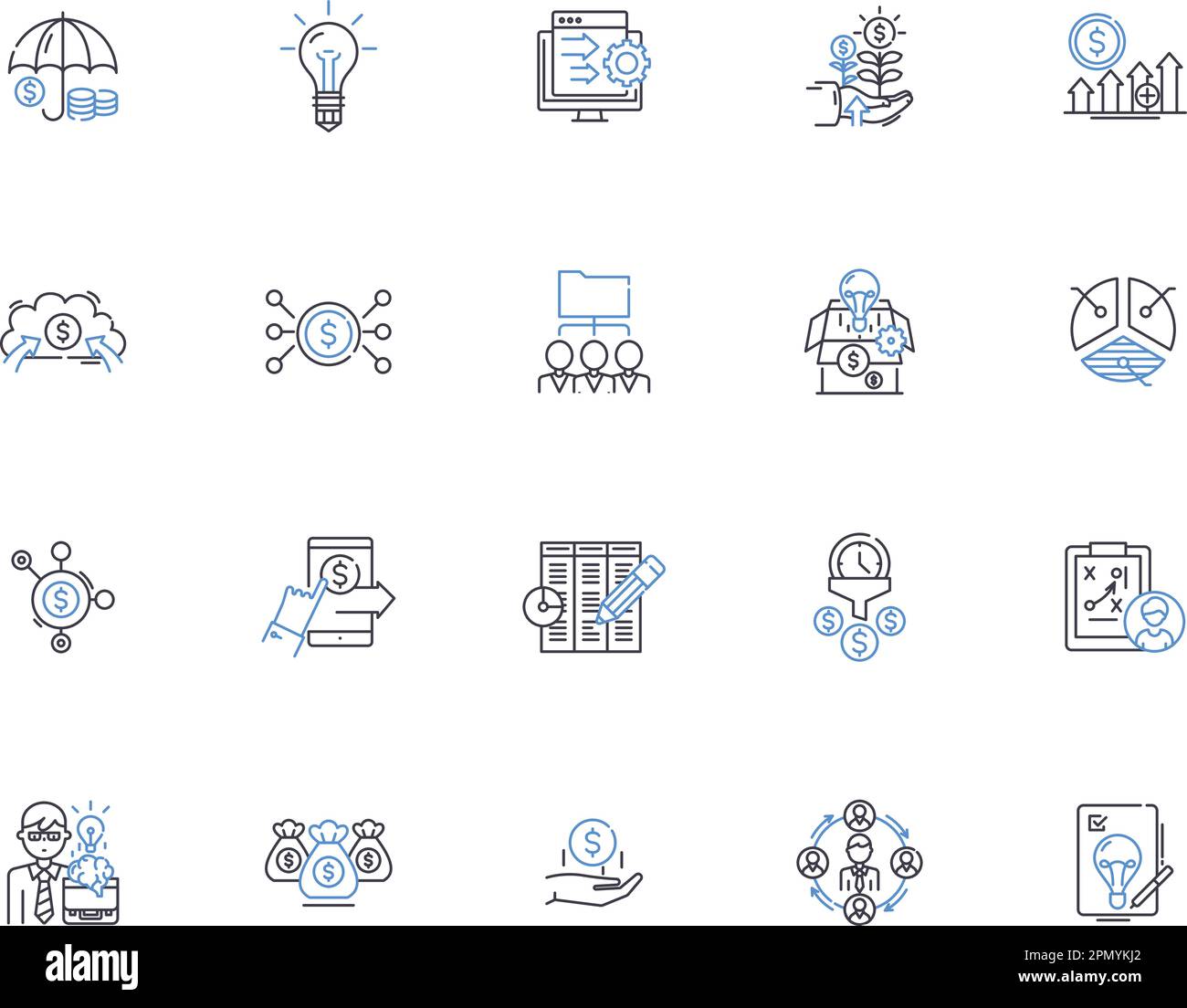 Business valuation outline icons collection. Business, Valuation ...