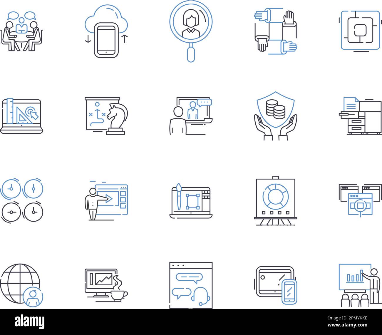 Corporation office outline icons collection. Corporate, Office ...