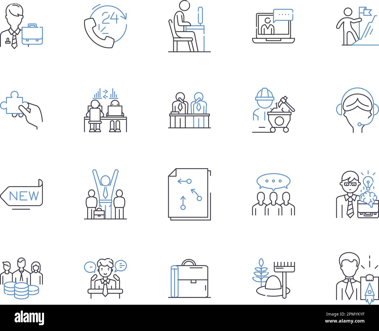 Management department outline icons collection. Managing, Session ...