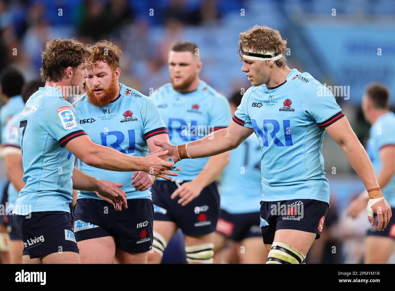 Sydney, Australia, 15 April, 2023. Ned Hanigan of Waratahs and Michael ...