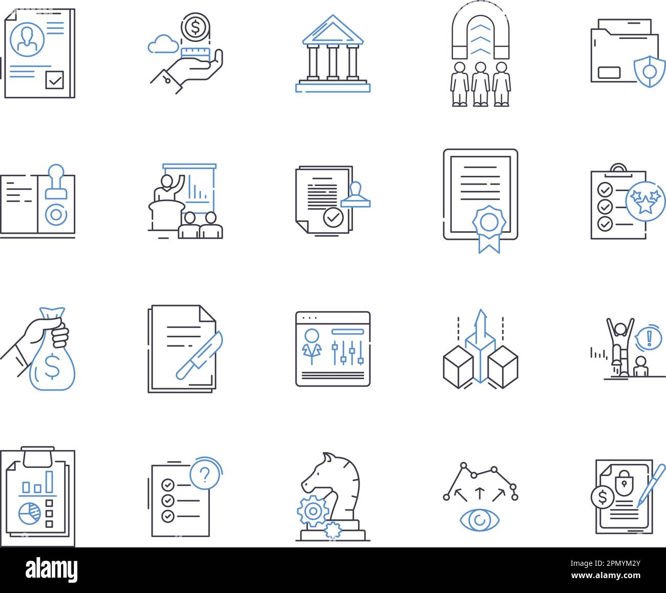 Law outline icons collection. Lawyer, Attorney, Judgement, Regulations ...
