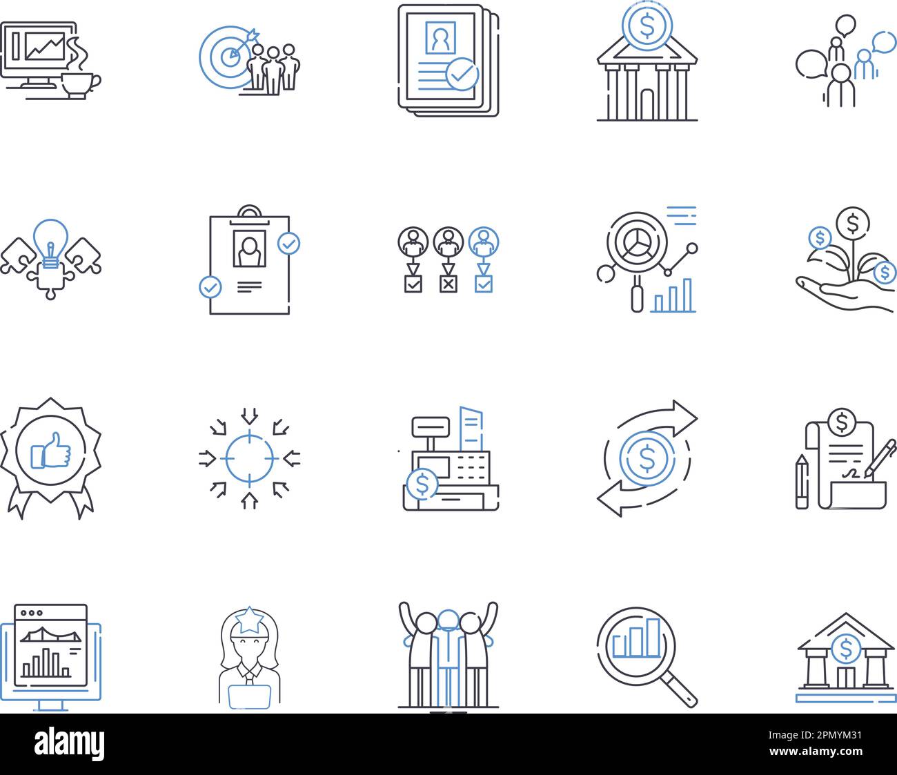 Financial strategy outline icons collection. Finance, Strategy ...