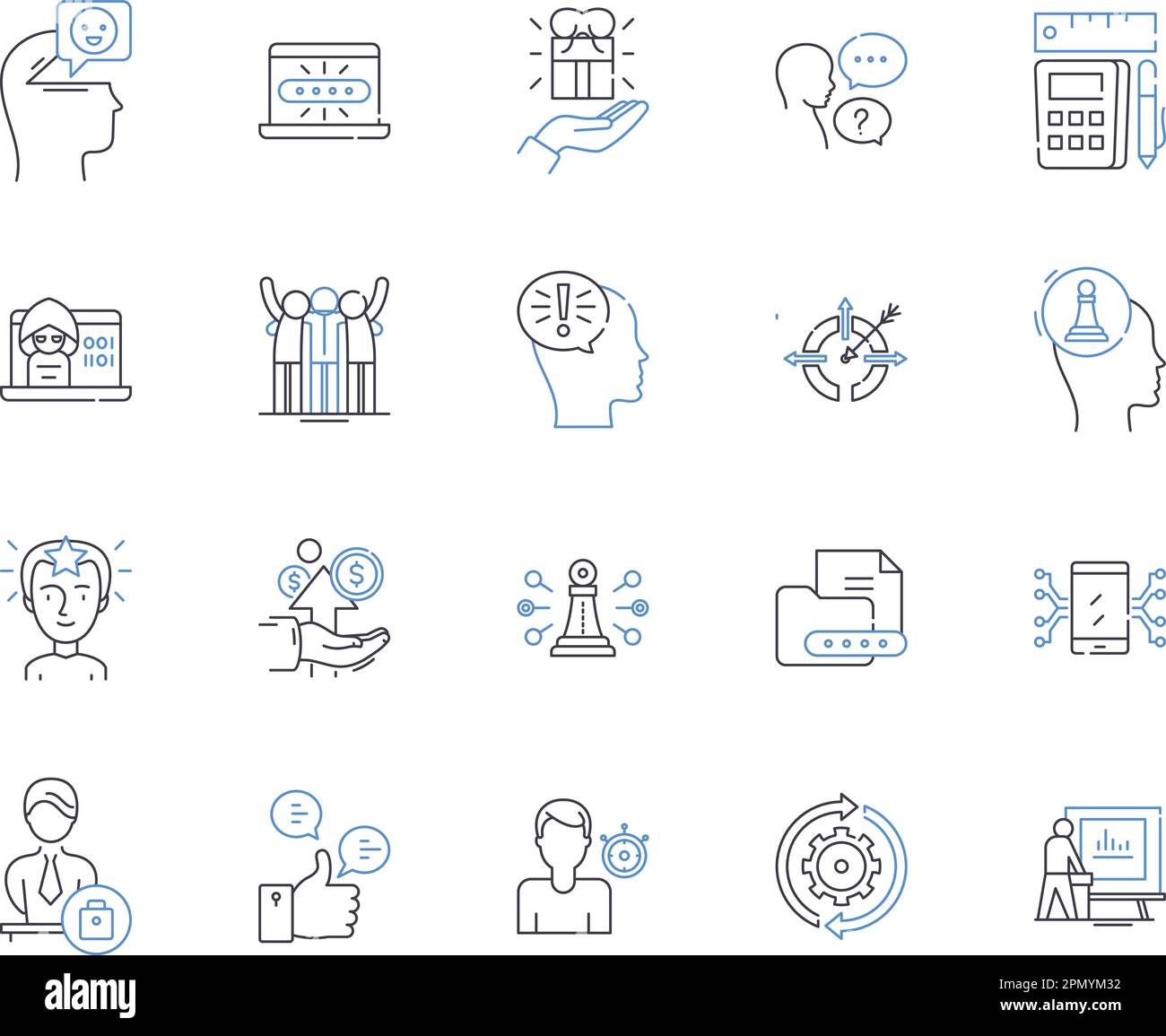 Business connections outline icons collection. Networking, Contacts ...