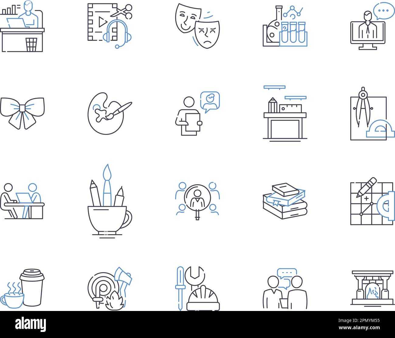 Freelance and professions outline icons collection. Freelance ...