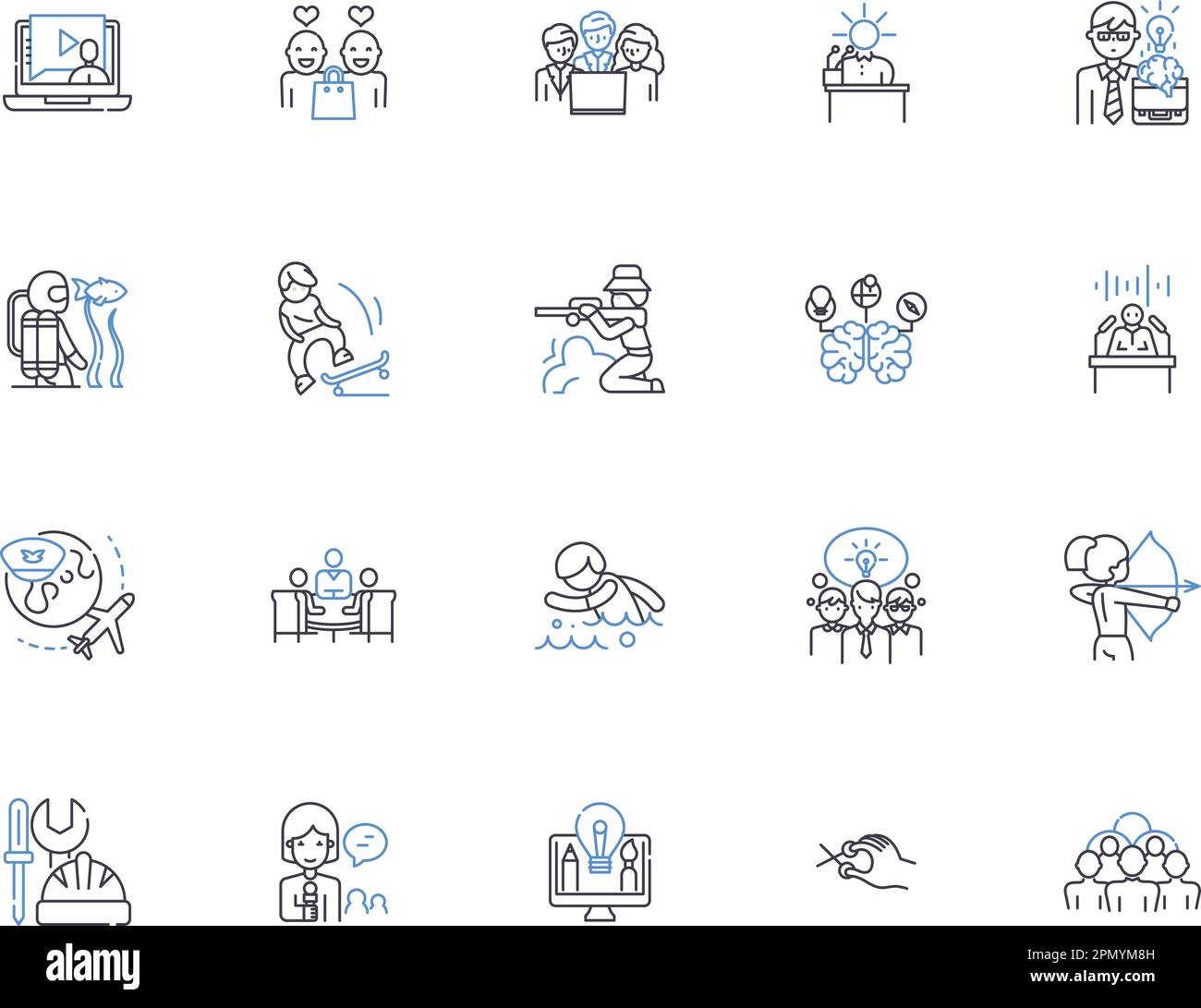 Adventure and outdoor activities outline icons collection. Hiking ...