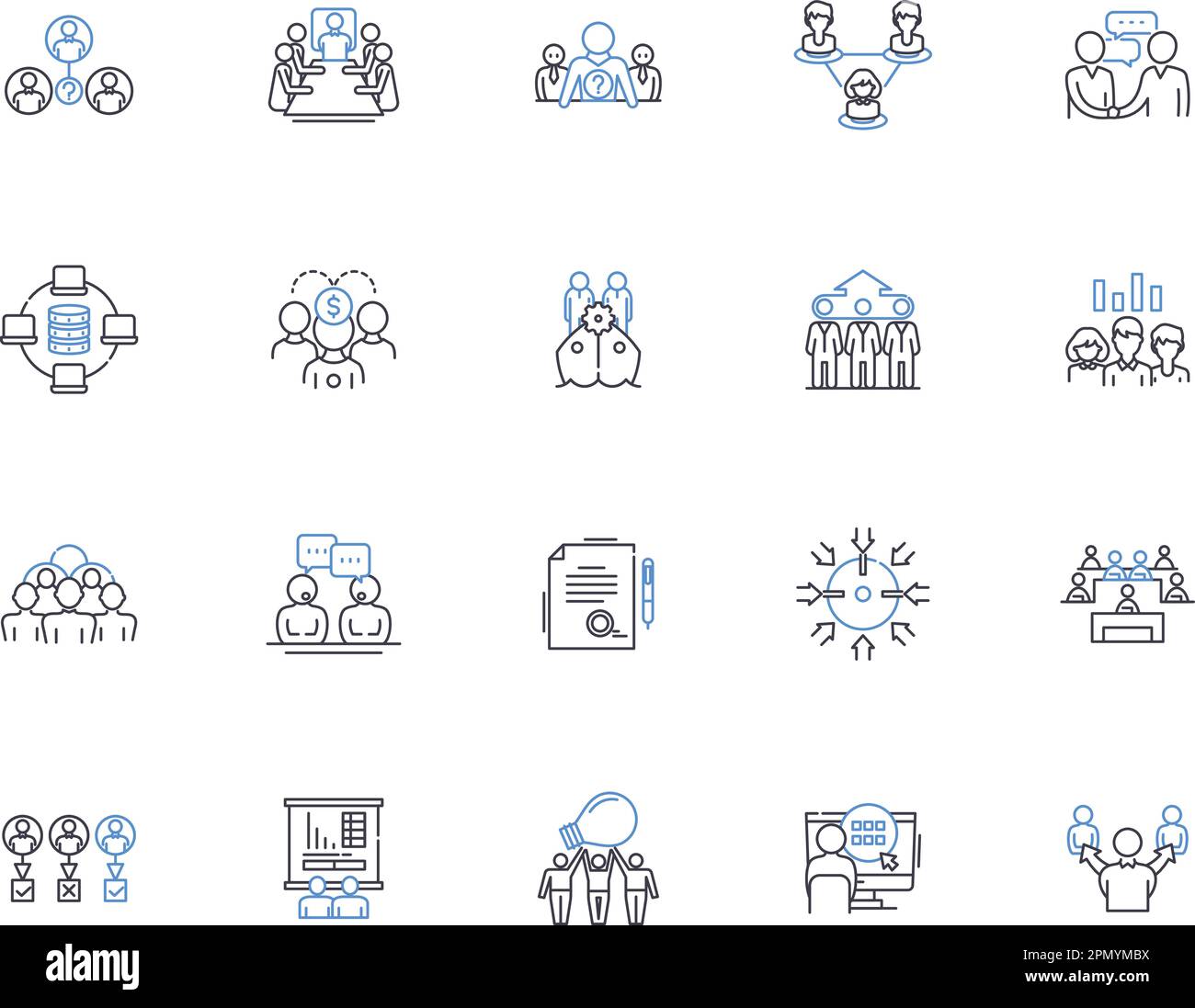 Conference outline icons collection. Meeting, Event, Gathering, Seminar ...