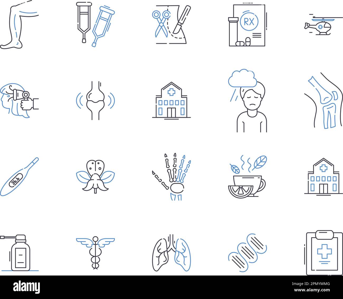 Health treatment outline icons collection. Therapy, Care, Healing ...