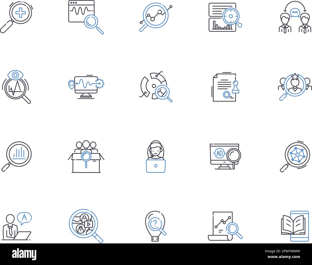 Research outline icons collection. Research, Investigation, Exploration ...