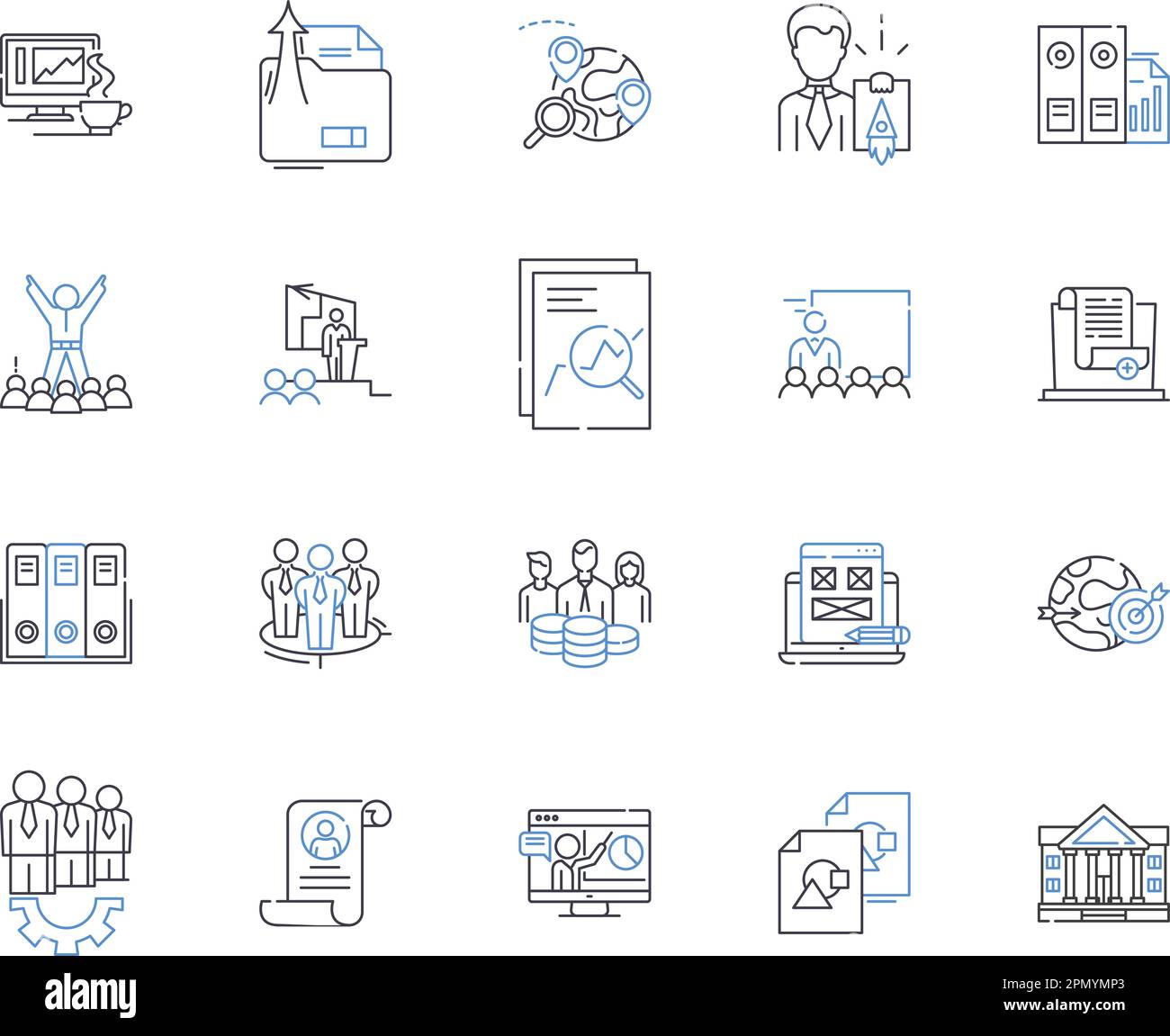 Department members outline icons collection. Staff, personnel ...