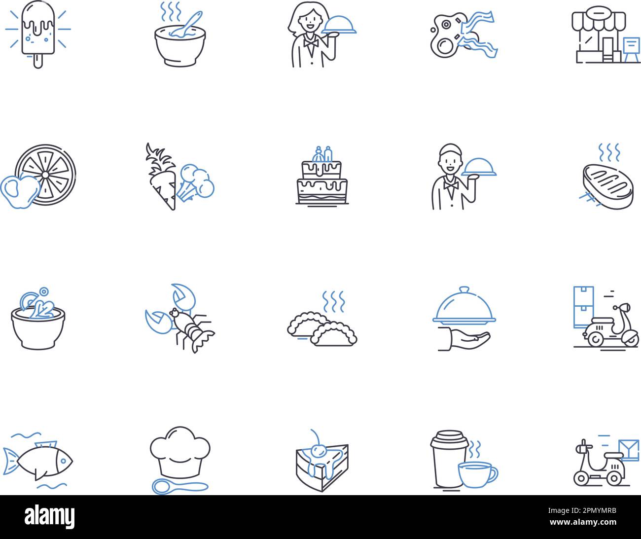Gastronomy outline icons collection. Cuisine, Cookery, Food, Dishes ...