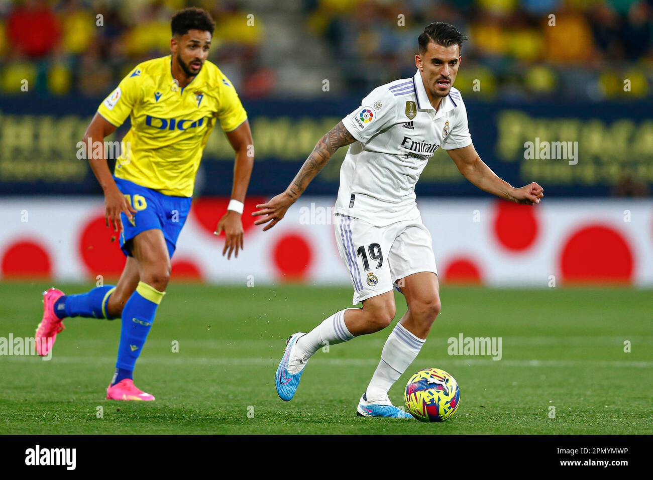 Dani Ceballos of Real Madrid and Chris Ramos of Cadiz during the La ...