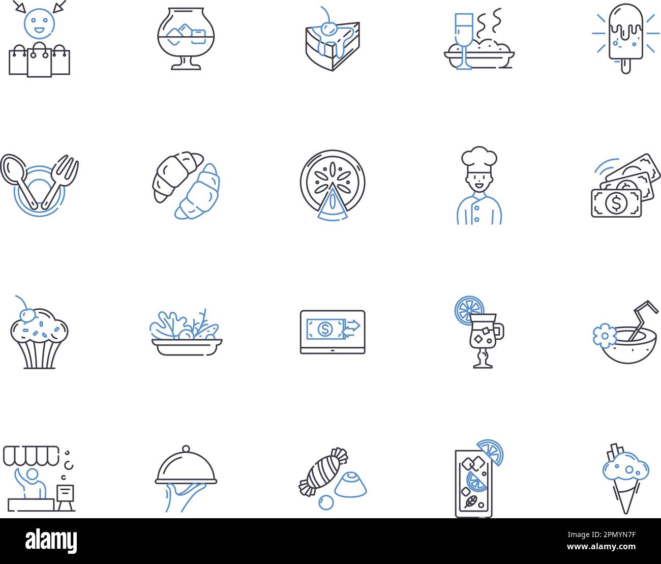 Cafe outline icons collection. Cafe, Coffee, Espresso, Latte ...