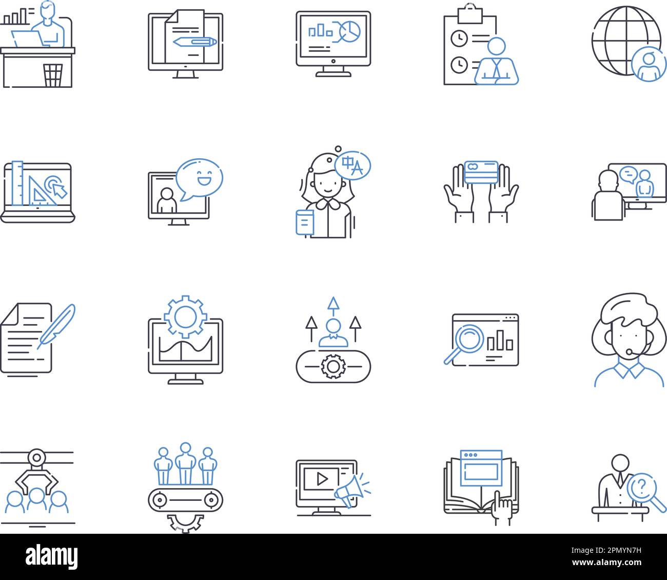 Working enterprise outline icons collection. Enterprise, Working ...