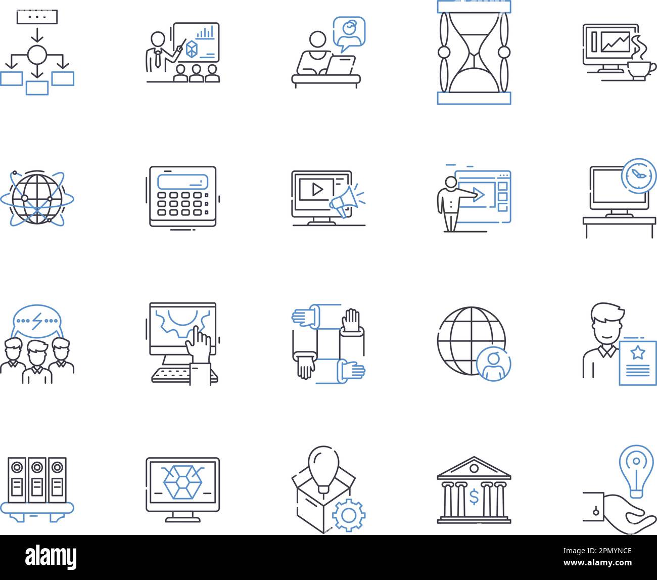 Corporation office space outline icons collection. Corporate, Office ...