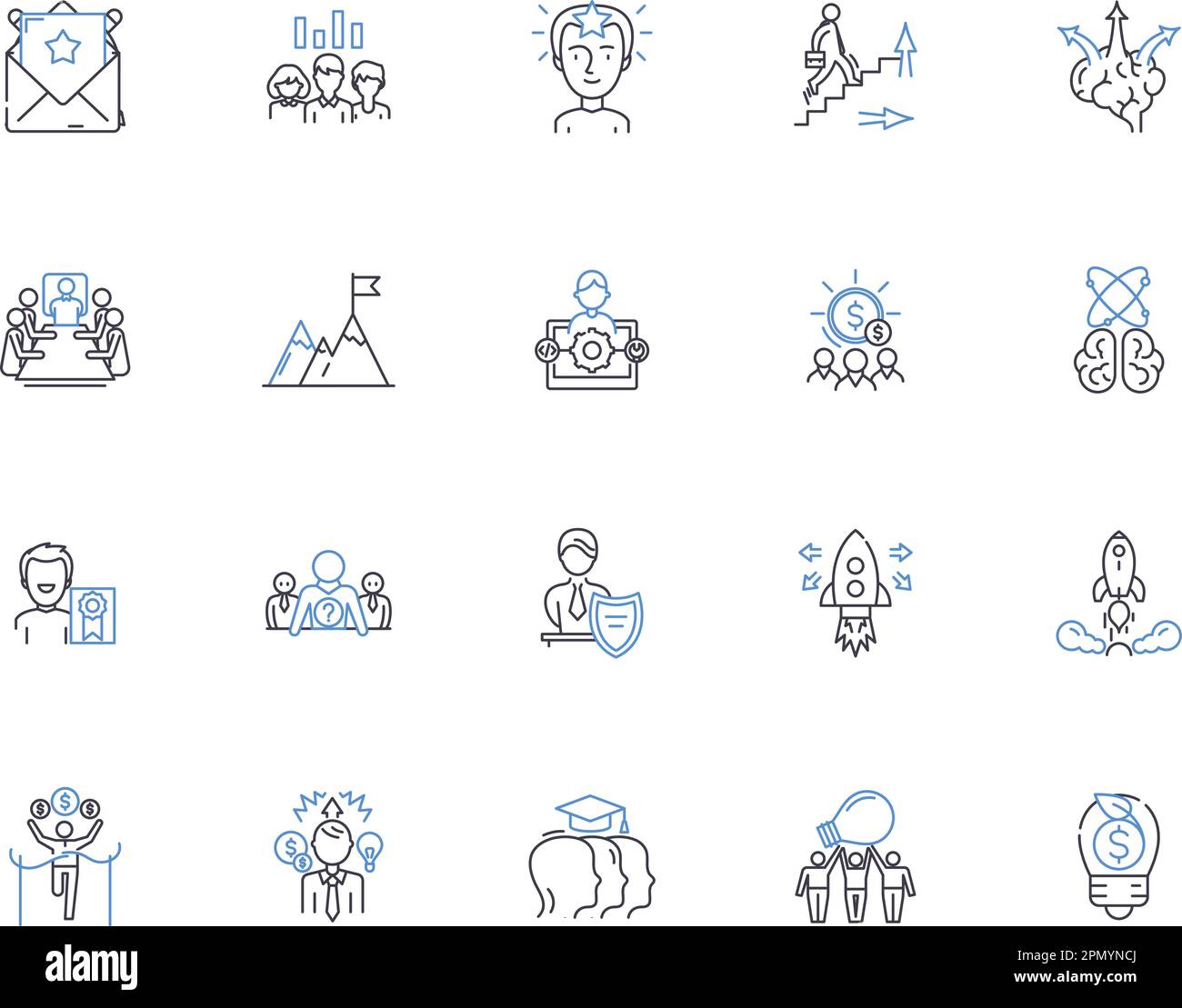 Leadership outline icons collection. Lead, Manager, Direct, Guide, Inspire, Command, Rule vector ...