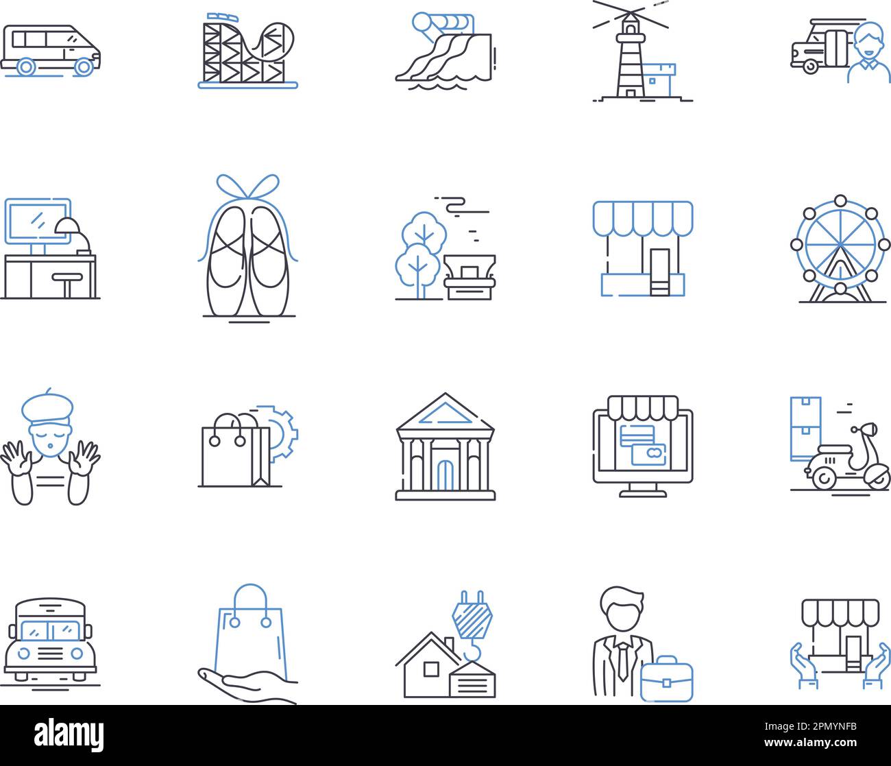 Retail industry outline icons collection. Retail, Trading, Merchandising, Shopping, Stores ...