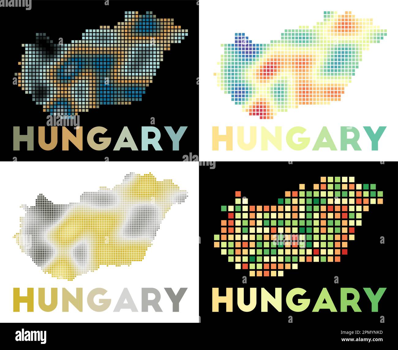 Hungary map. Collection of maps of Hungary in dotted style. Borders of ...