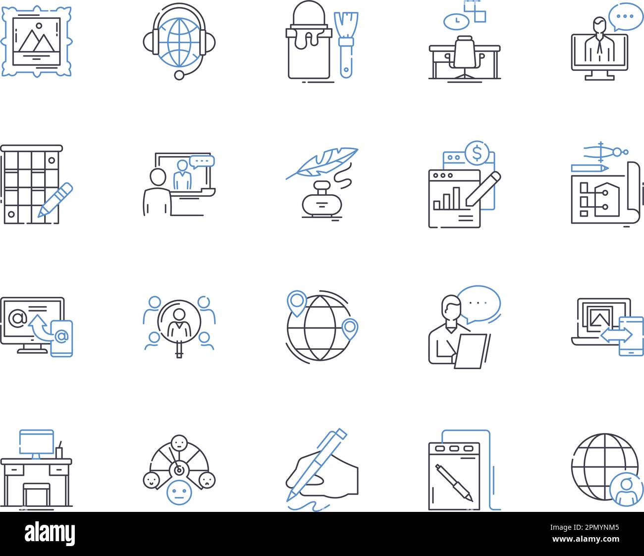 Freelance enterpreneur outline icons collection. Freelancer ...