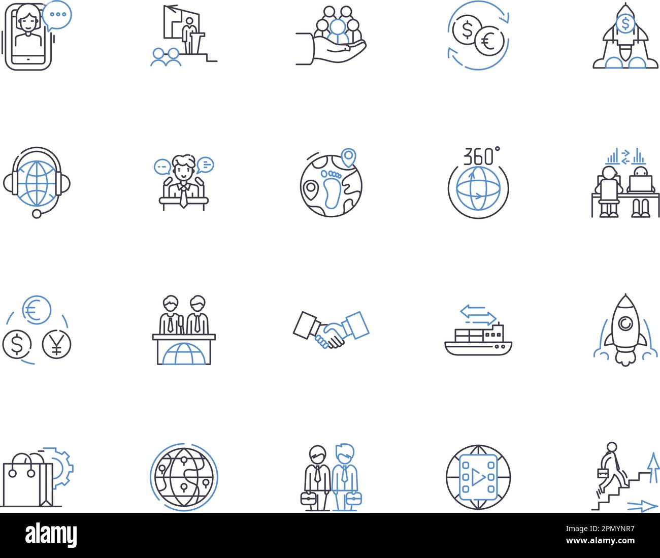 International business outline icons collection. Global, Trade, Export ...