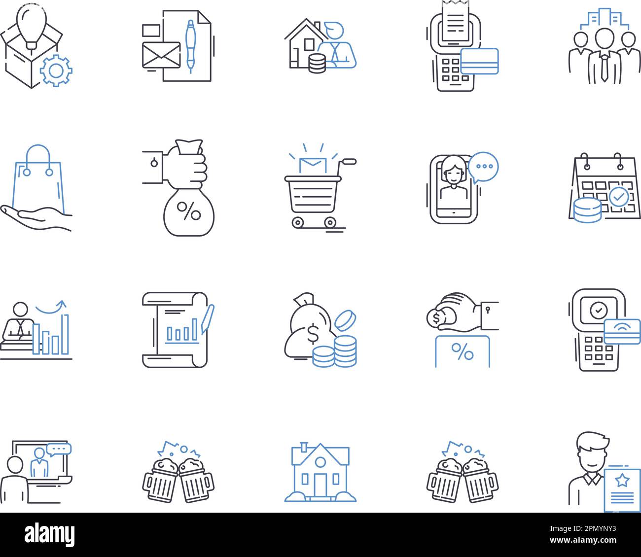 Trade and finace outline icons collection. Finance, Trading, Markets ...
