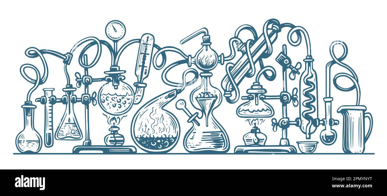 Chemistry experiment in laboratory. Vector illustration for chemistry ...