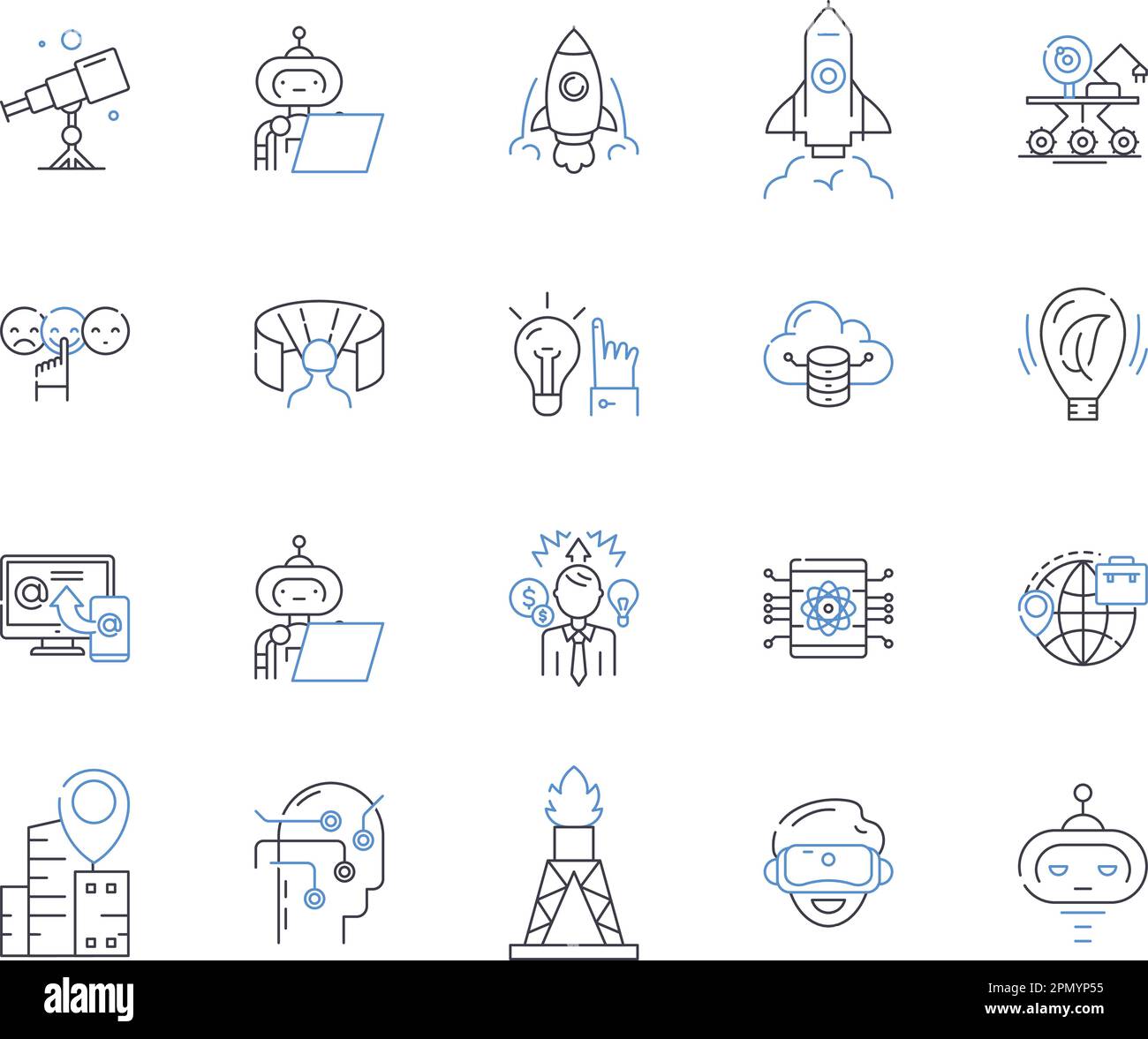 Innovation business outline icons collection. Entrepreneurship ...