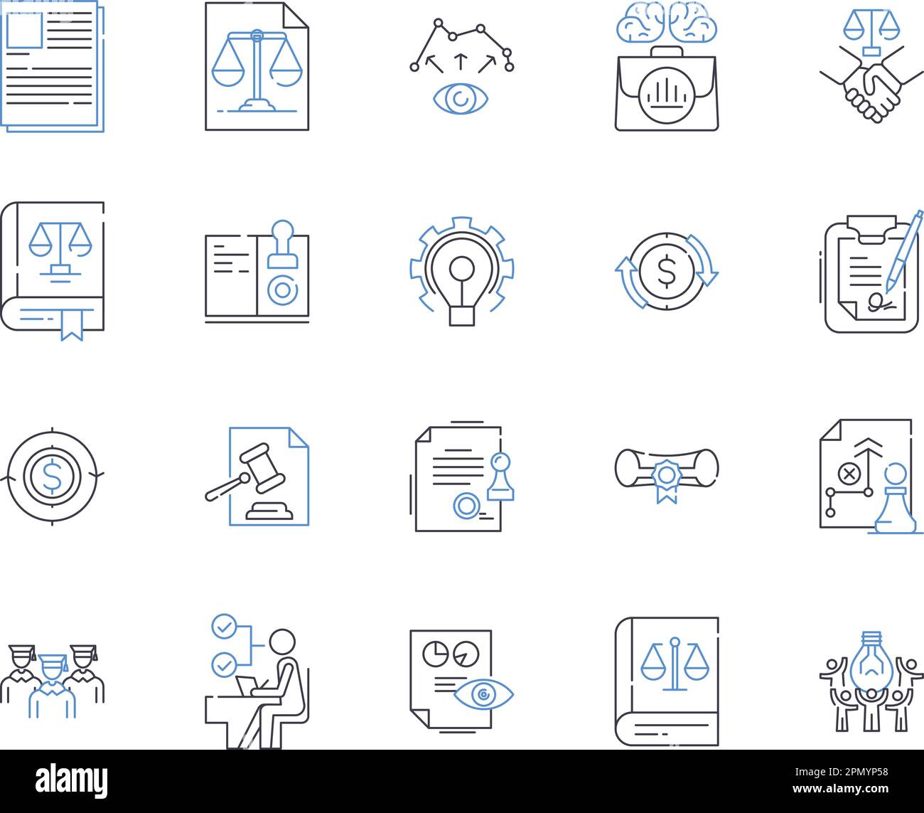 Lawyer outline icons collection. Lawyer, Attorney, Barrister, Advocate ...