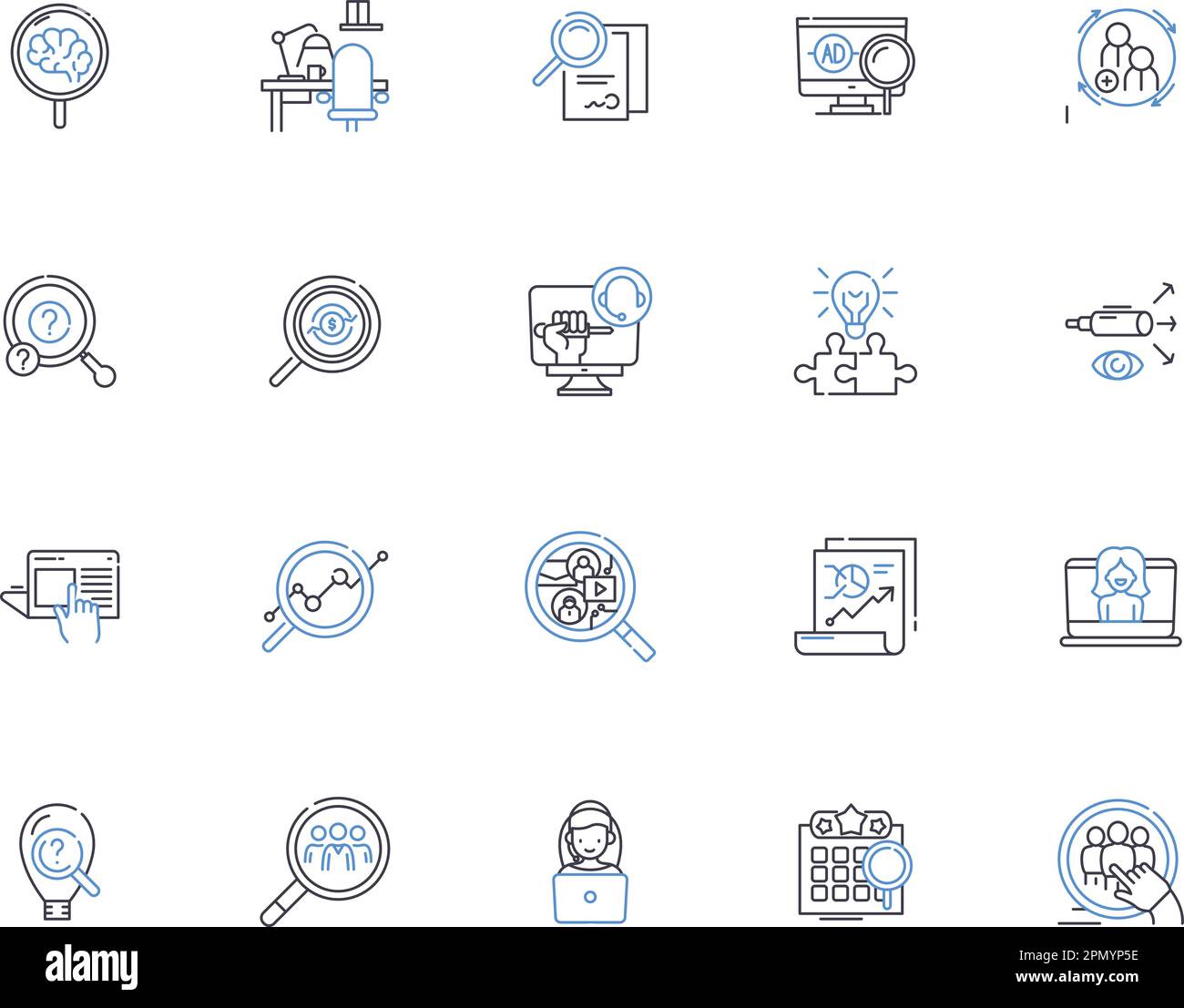 Research and development outline icons collection. Research ...