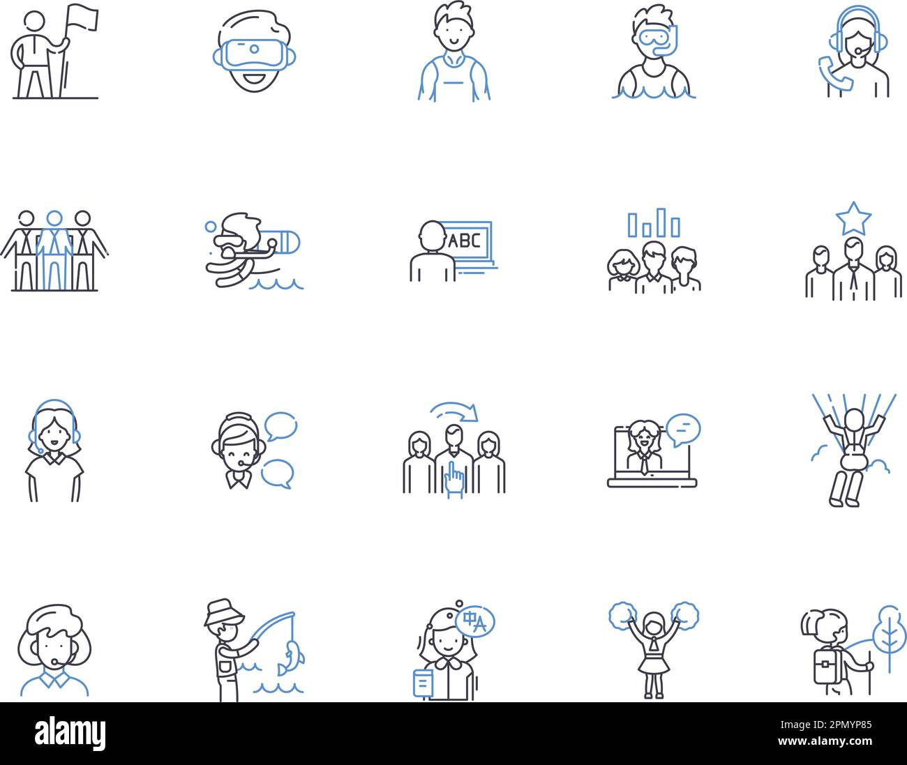 Young people outline icons collection. Youth, teens, adolescents ...