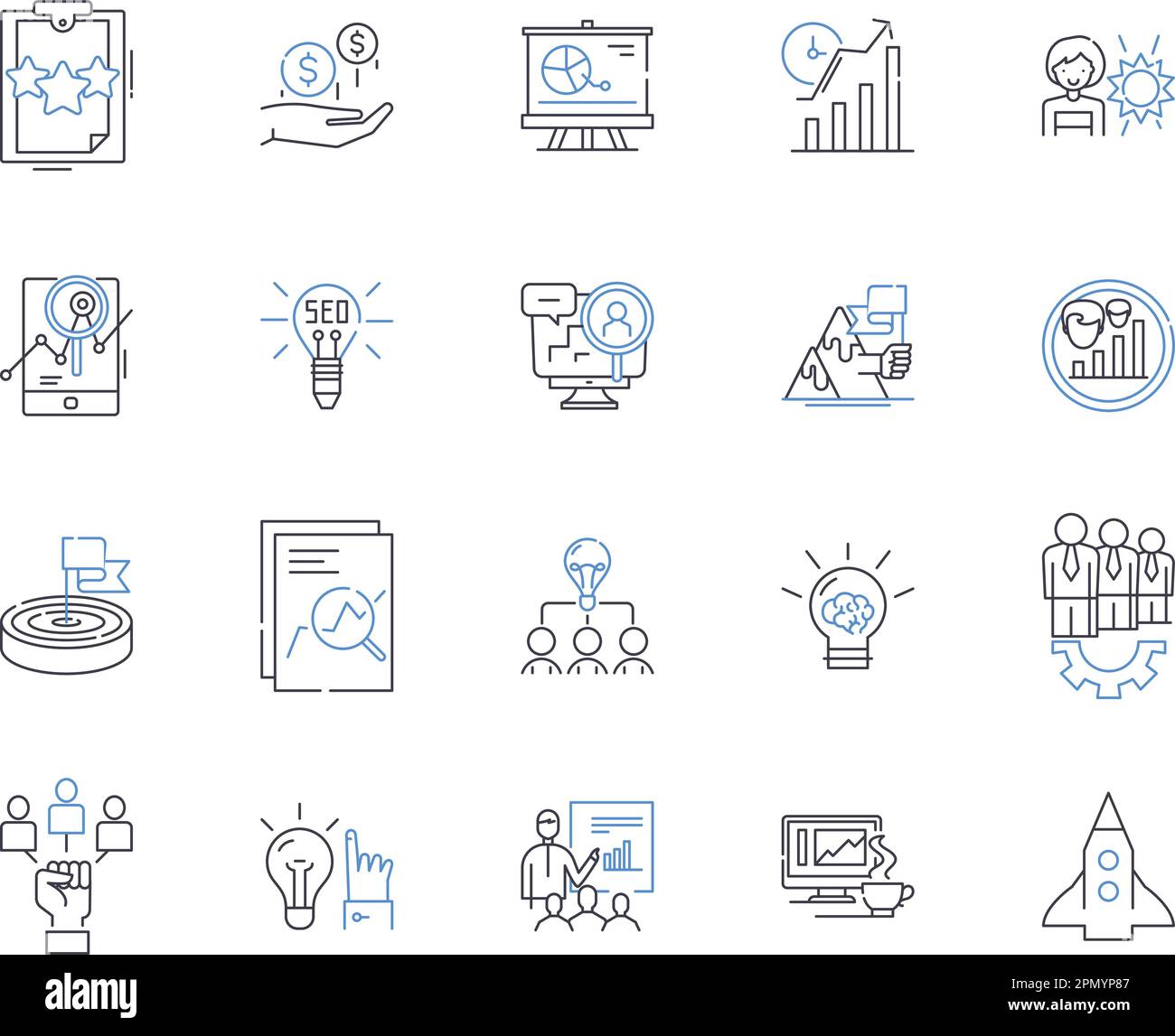 Company strategy outline icons collection. Strategy, Organization ...