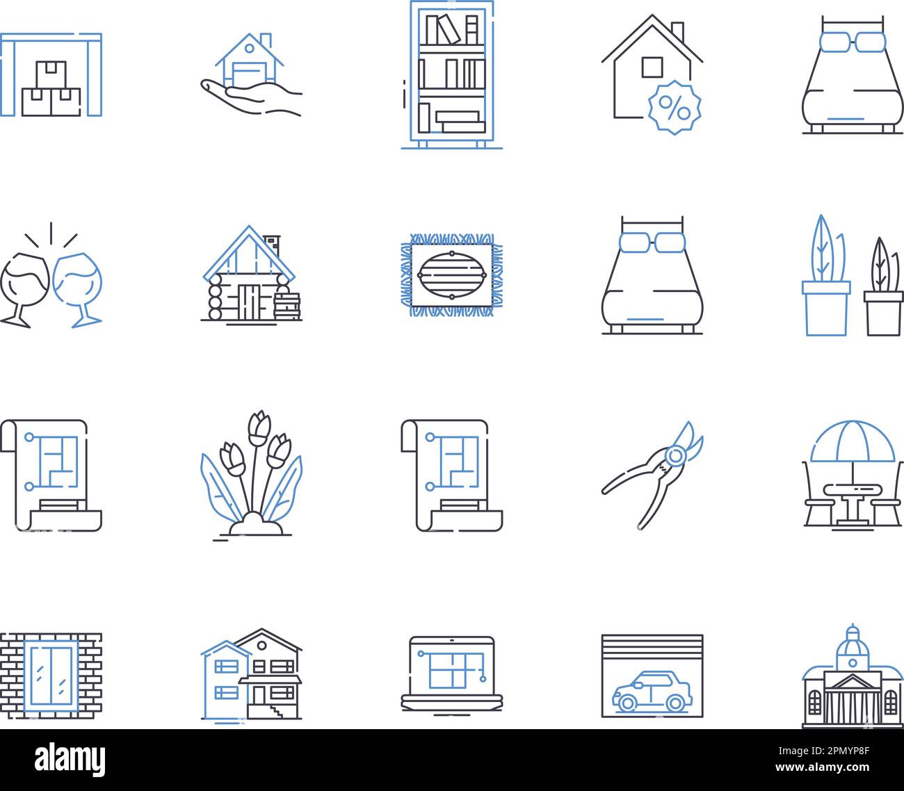 Architecture Design Outline Icons Collection Design Architecture