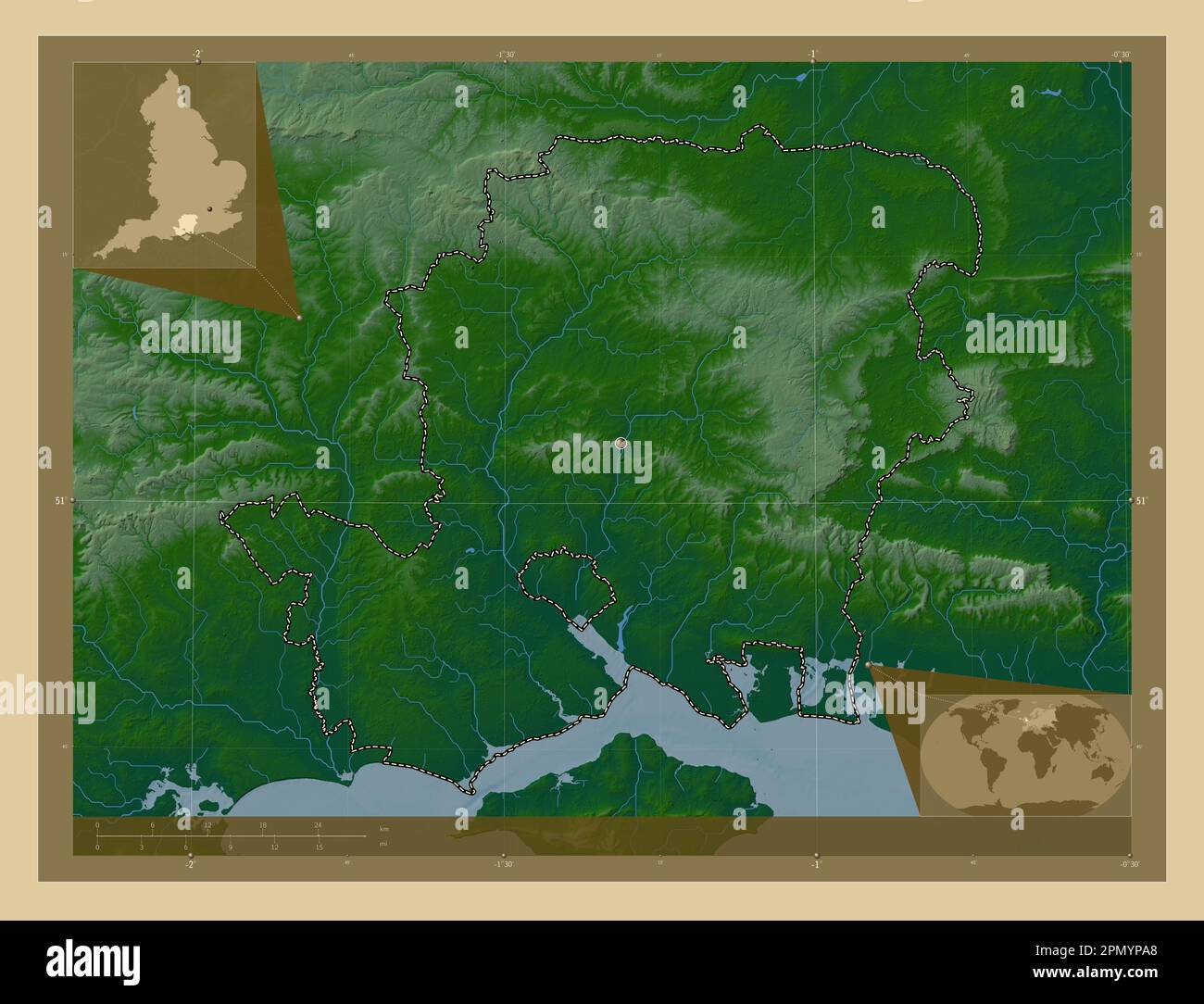 Hampshire, administrative county of England - Great Britain. Colored ...