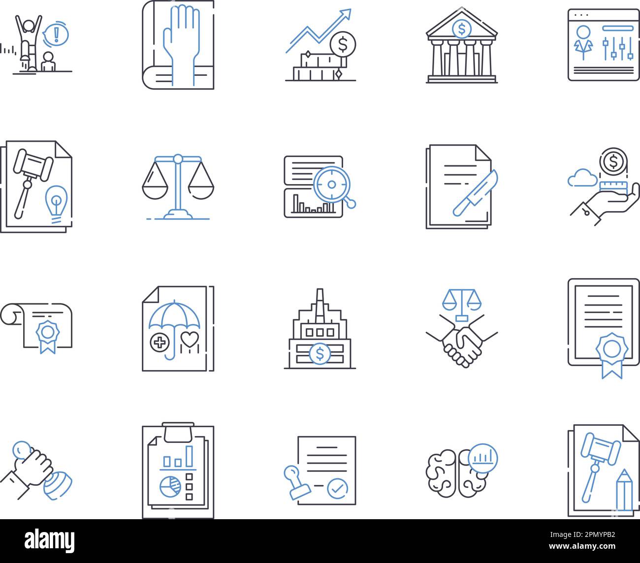 Legal management outline icons collection. Law, Management, Litigation, Compliance, Risk ...