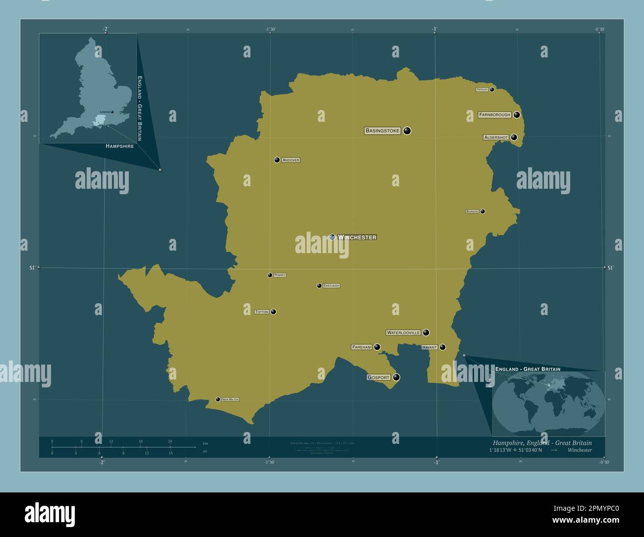 Hampshire, administrative county of England - Great Britain. Solid ...