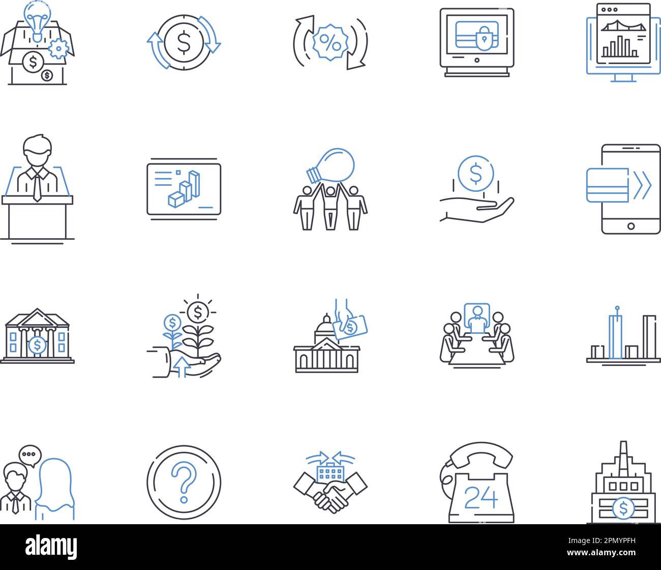Stocks and bonds outline icons collection. stocks, bonds, investment ...