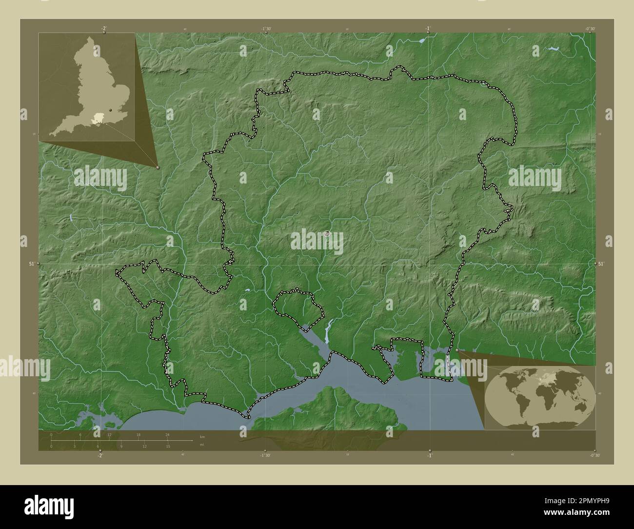 Hampshire, administrative county of England - Great Britain. Elevation ...