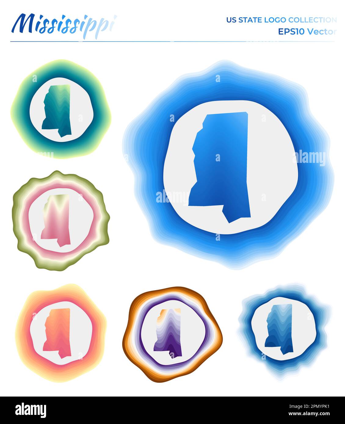 Mississippi logo collection. Colorful badge of the US state. Layers ...