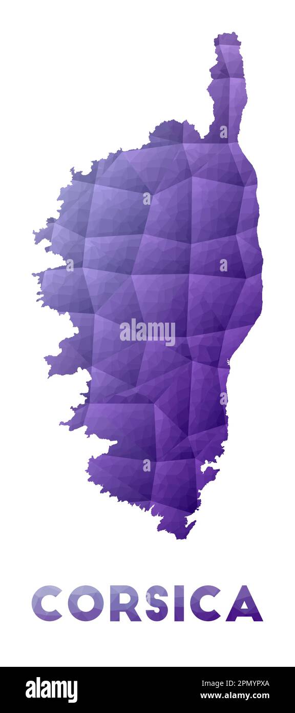Map of Corsica. Low poly illustration of the island. Purple geometric ...