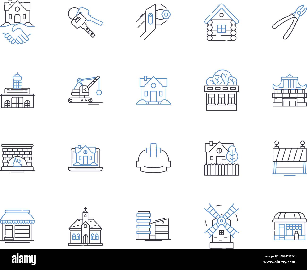 Real Estate Technology outline icons collection. Realty, Technological ...