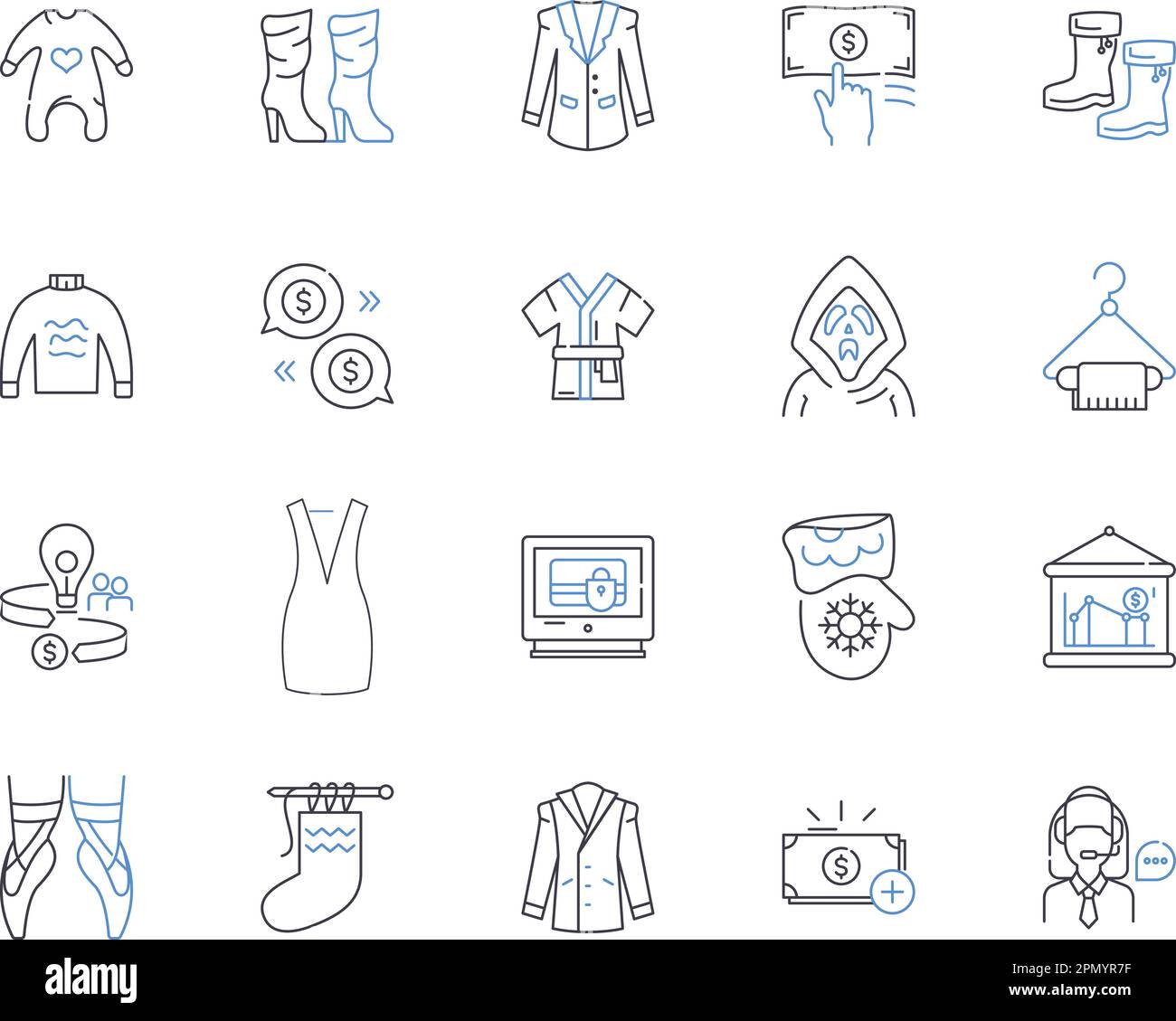Fashion production outline icons collection. Clothing, Manufacture ...