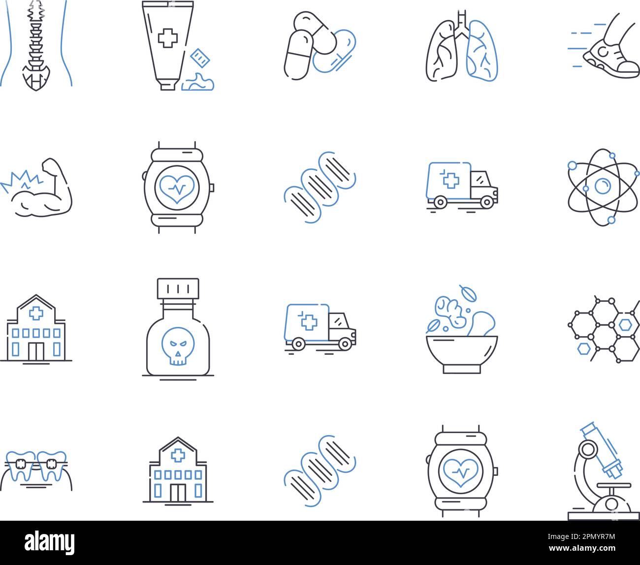 Health therapy outline icons collection. Therapy, Health, Medical ...