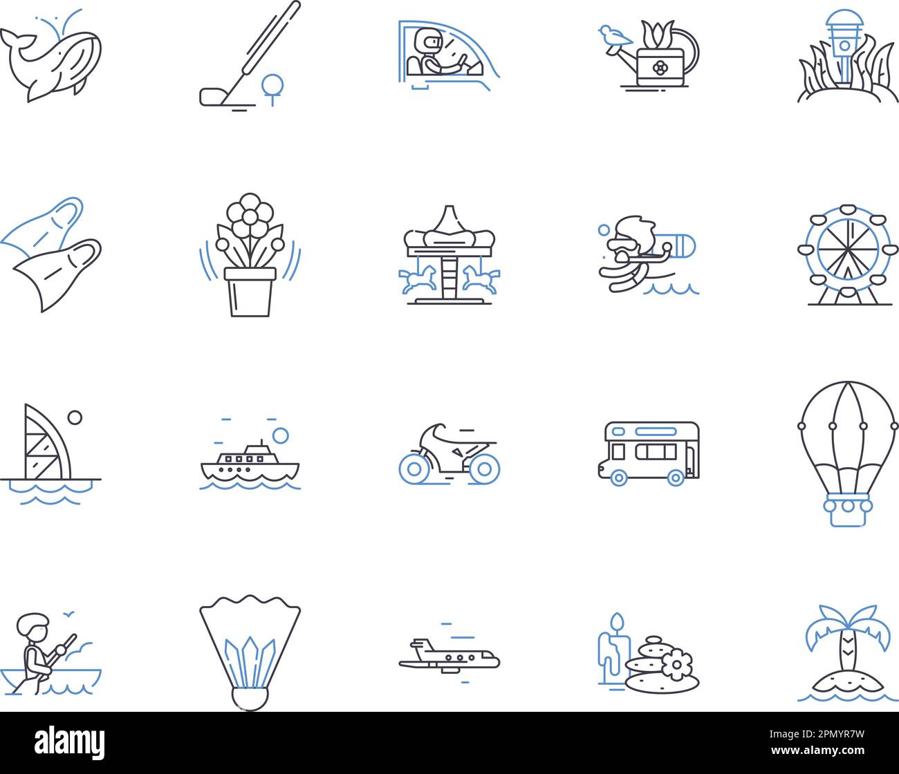 Summer voyage outline icons collection. Voyage, Summer, Tour, Trip ...